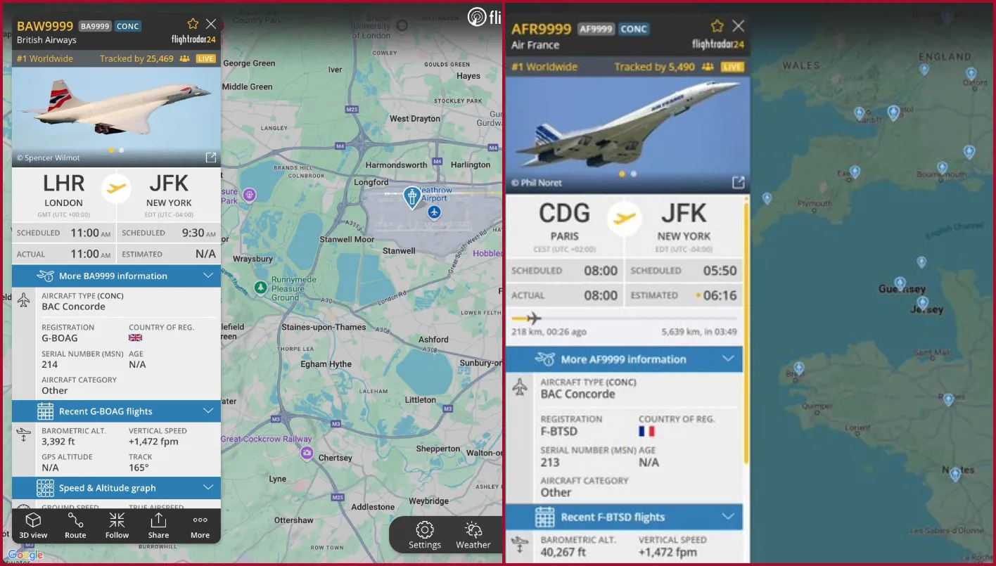 طائرة الكونكورد عادت بعد غياب في رحلات هي الأكثر تعقباً حالياً... هذه ...